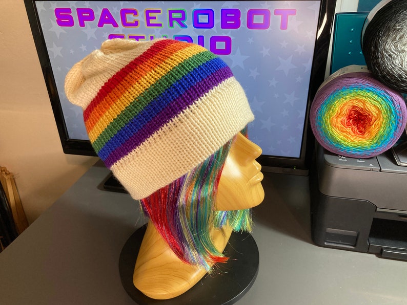 100% Wool Knit Pride Hat | LGBT Rainbow | Cream - Etsy