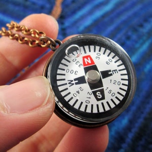 Double-sided Compass Necklace Light Compass Faux Druzy - Etsy