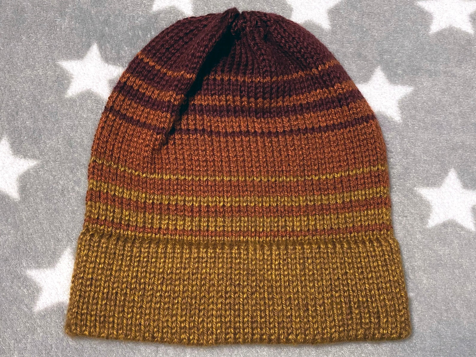 Knit Gradient Hat - Gold to Dark Red - Ombre Fade Stripes - Slightly ...