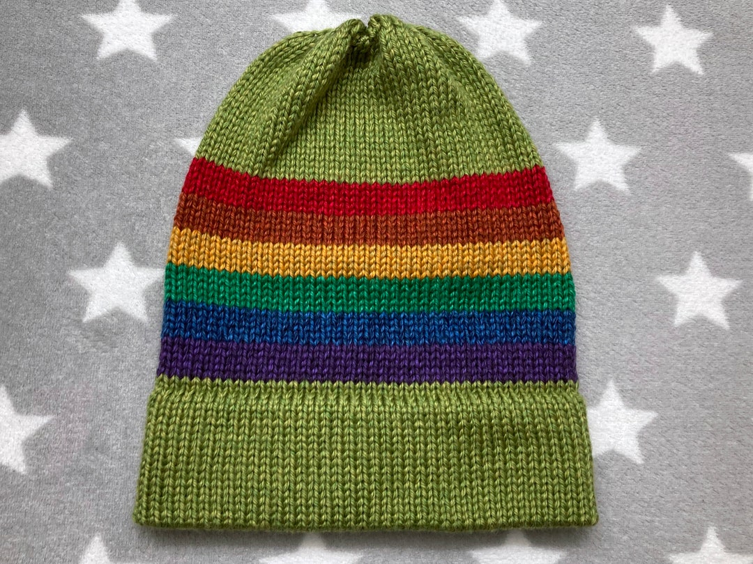 Knit LGBT Rainbow Pride Hat | Heathered Spring Green | Slouchy Beanie ...