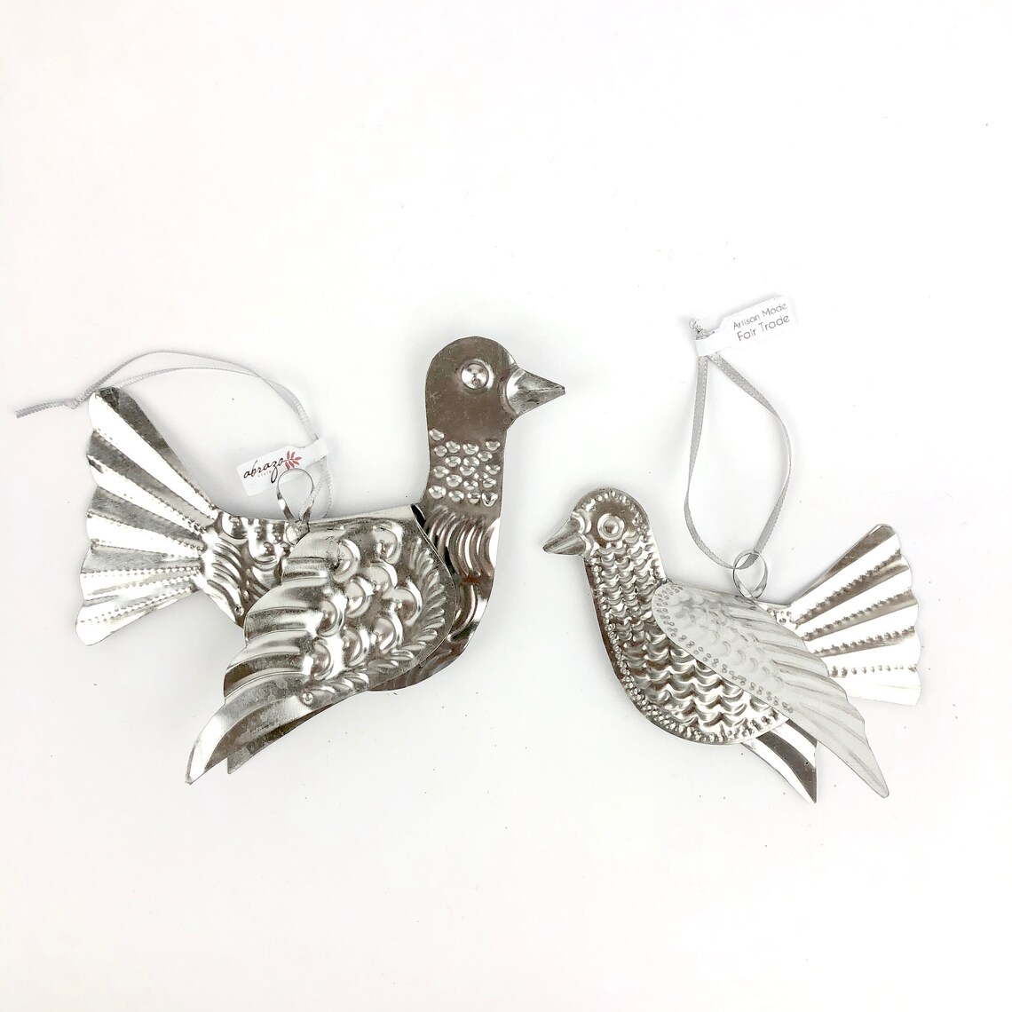 Mexican Embossed Tin Bird Ornaments (set of 3). Handmade in Mexico ...