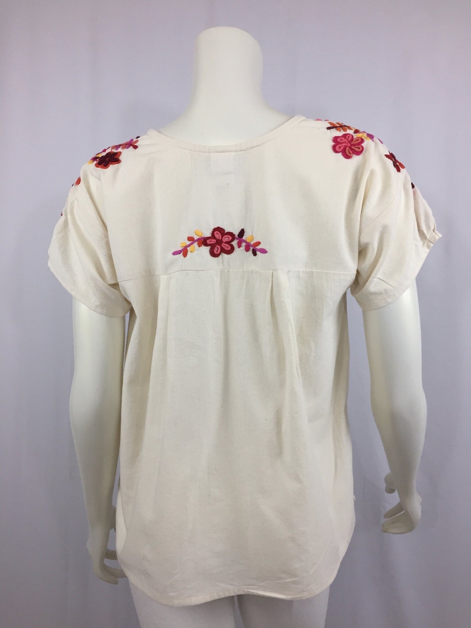 Ximena Fiesta Blouse. Mexican Multi-color Floral Hand Embroidered ...