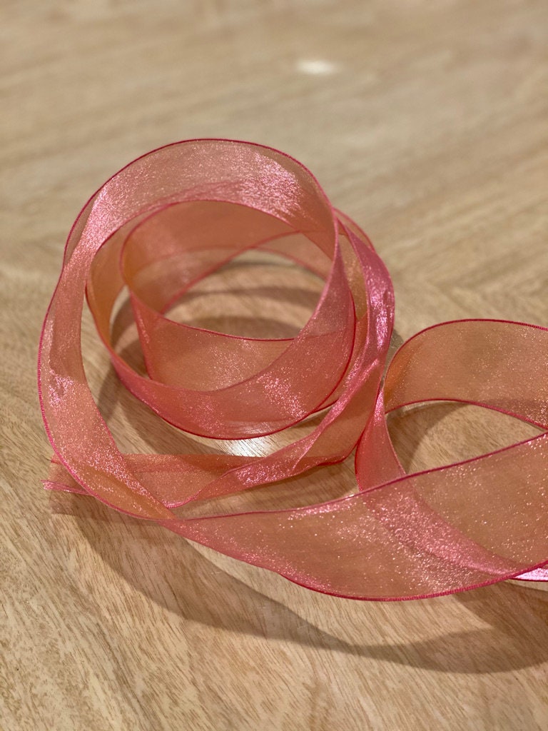 Pink Iridescent Wired Ribbon, Craft Wired Ribbon, Ribbon by the Yard - Etsy