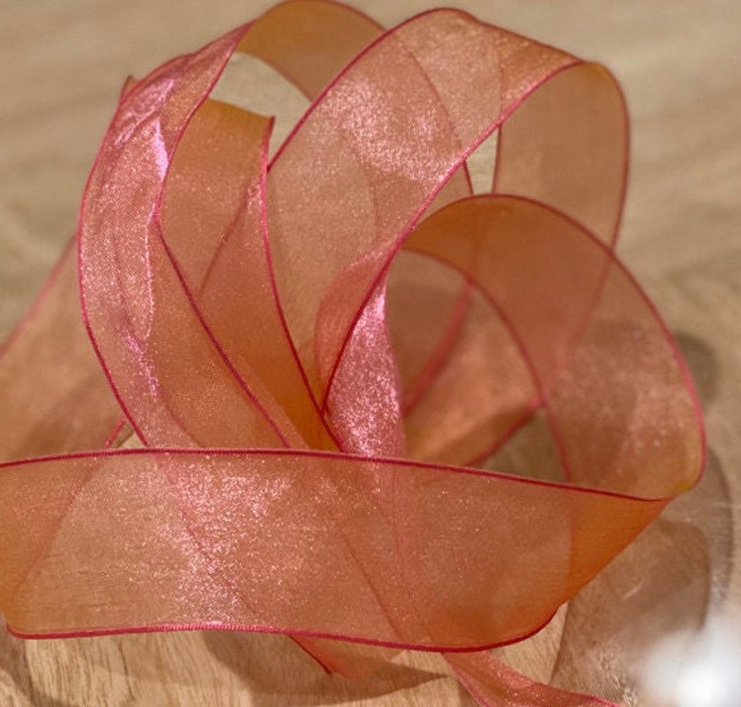 Pink Iridescent Wired Ribbon, Craft Wired Ribbon, Ribbon by the Yard - Etsy