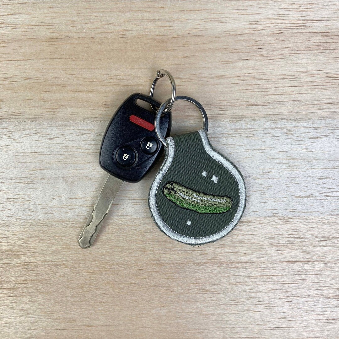 Pickle Scrap Fabric Patch Keychain. Embroidered Pickle Keychain. - Etsy