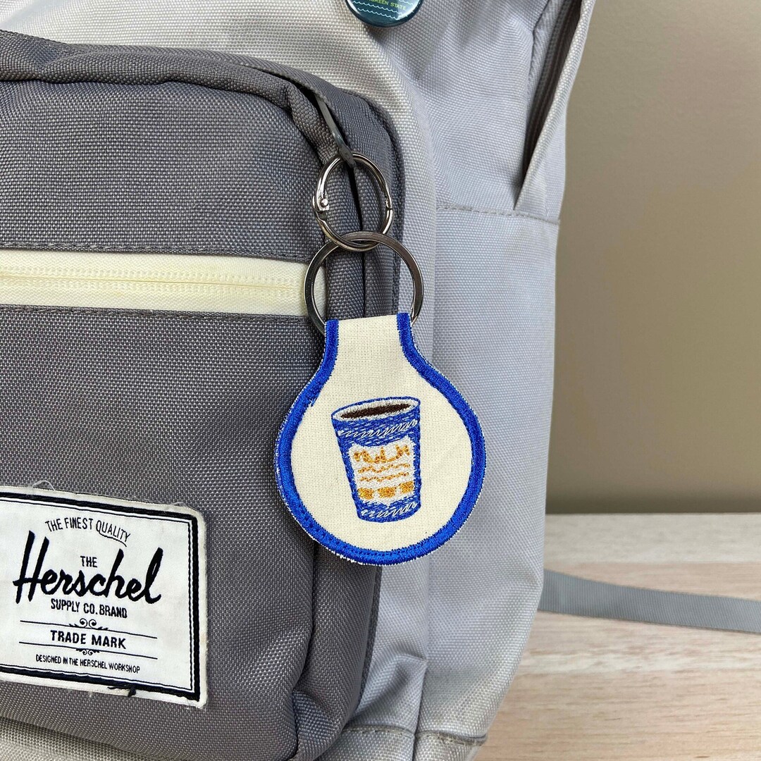 NYC Coffee Scrap Fabric Patch Keychain. Embroidered Coffee Cup Keychain ...