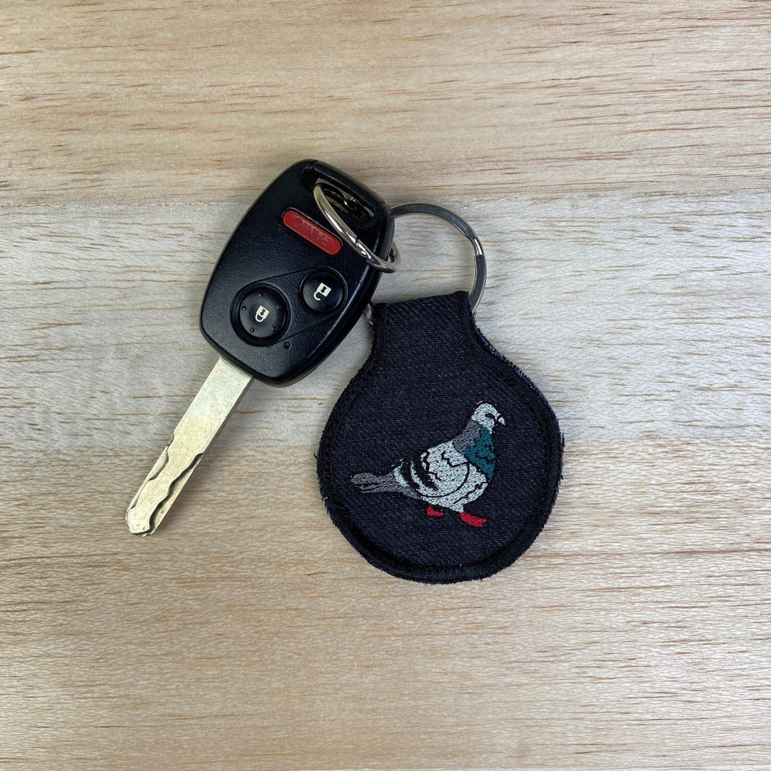 Pigeon Scrap Fabric Patch Keychain. Embroidered Pigeon Keychain. - Etsy