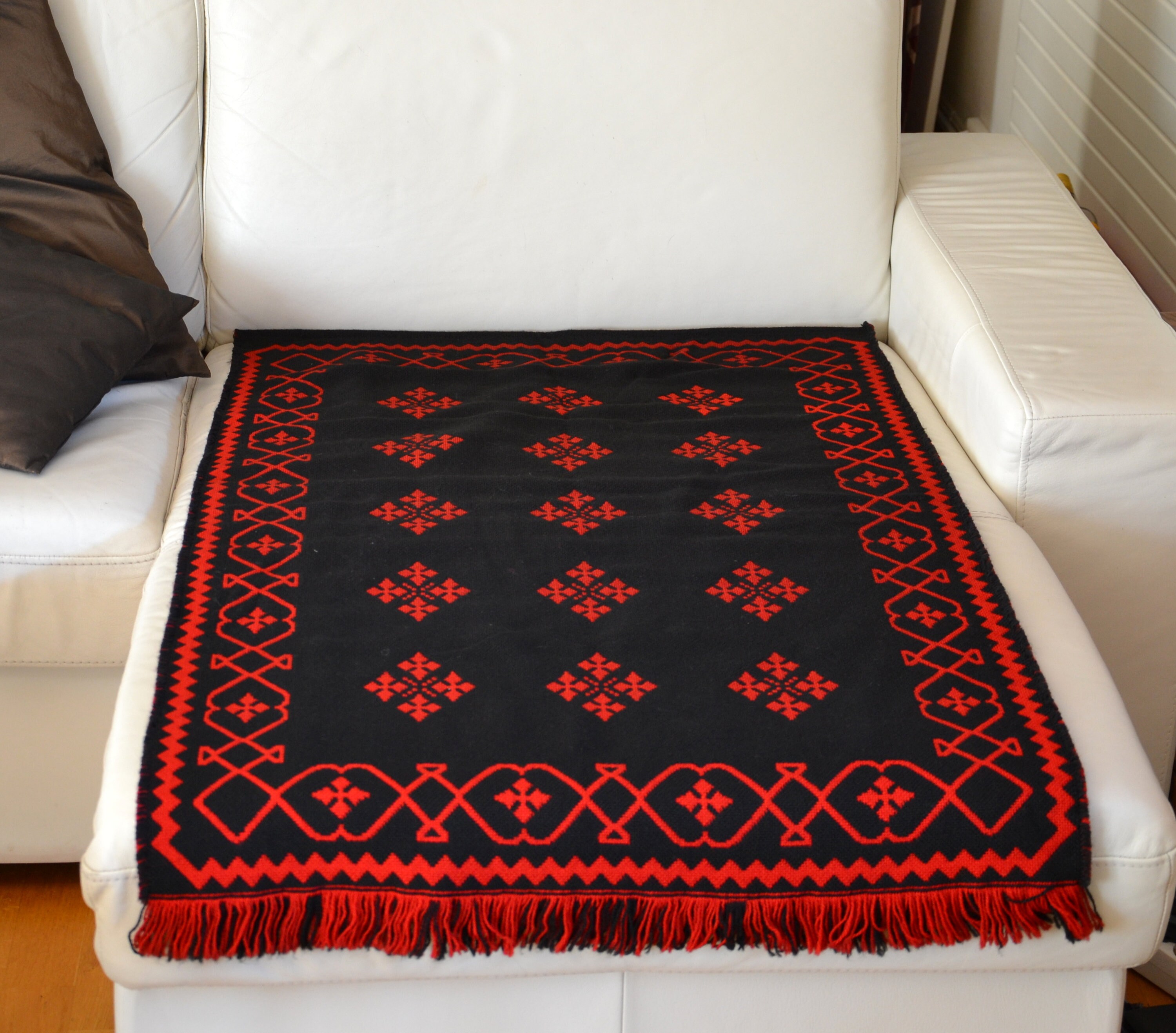 Finnish Mid Century Double Weave Wall Hanging in Red and Black - Etsy