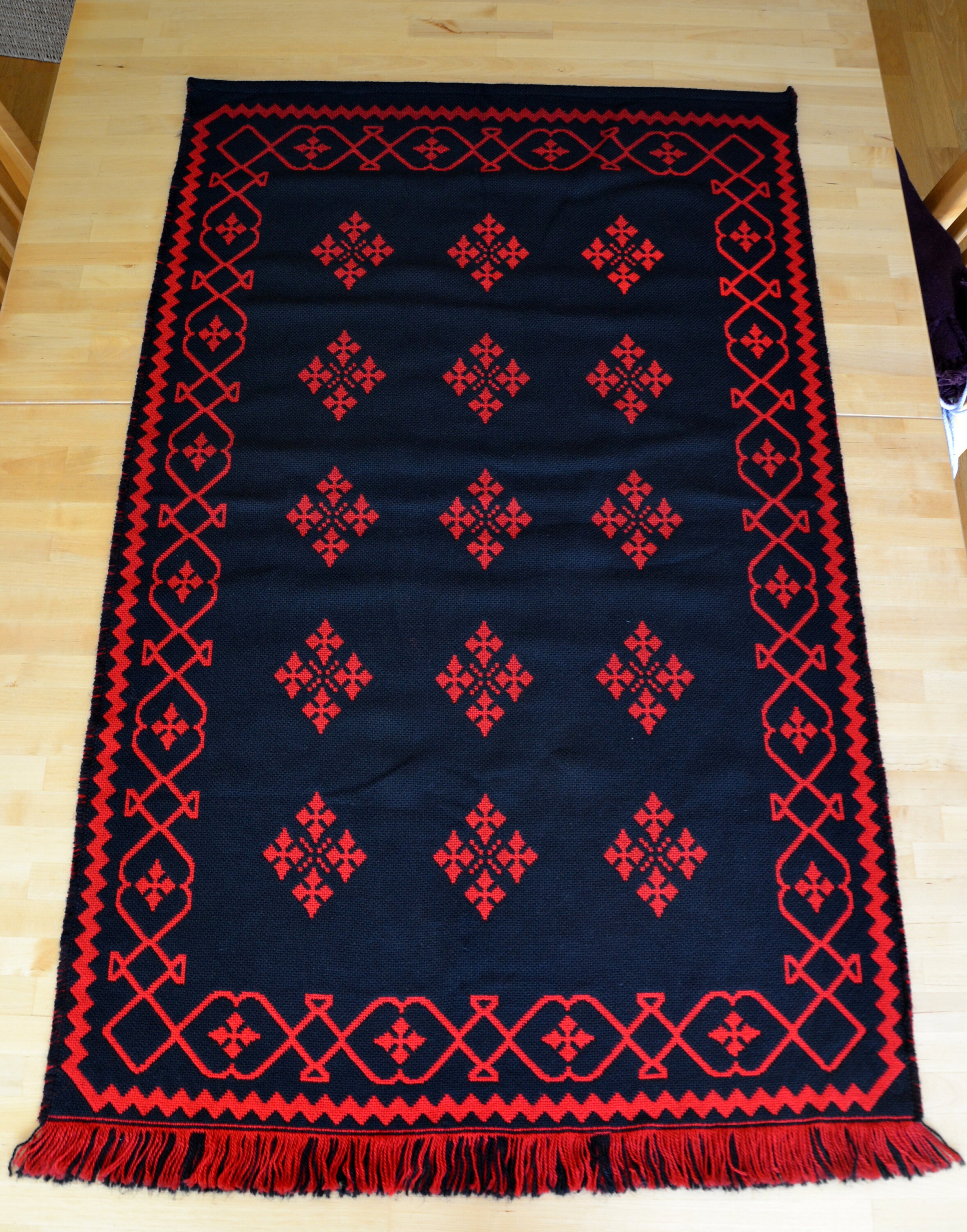 Finnish Mid Century Double Weave Wall Hanging in Red and Black - Etsy