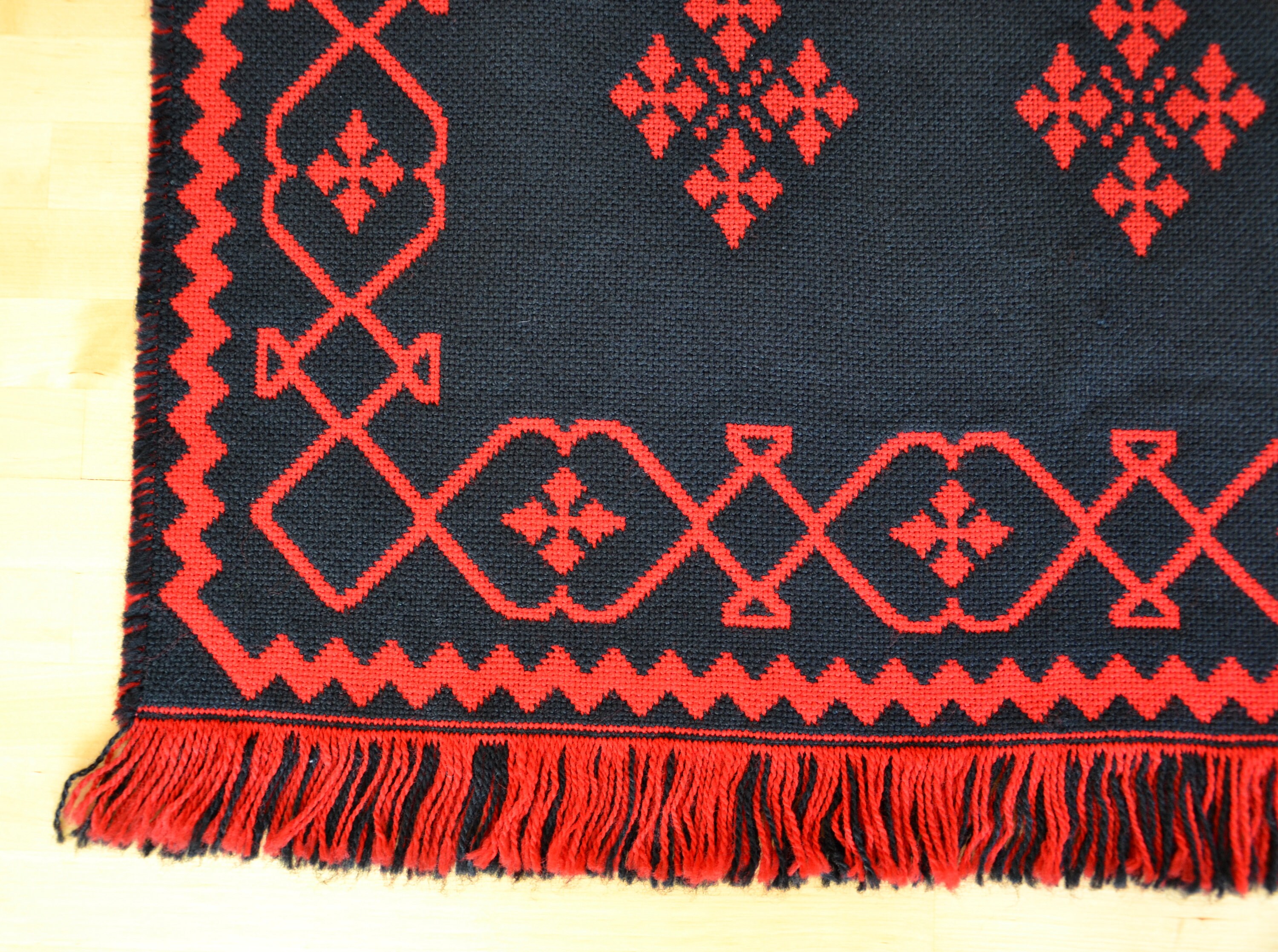 Finnish Mid Century Double Weave Wall Hanging in Red and Black - Etsy