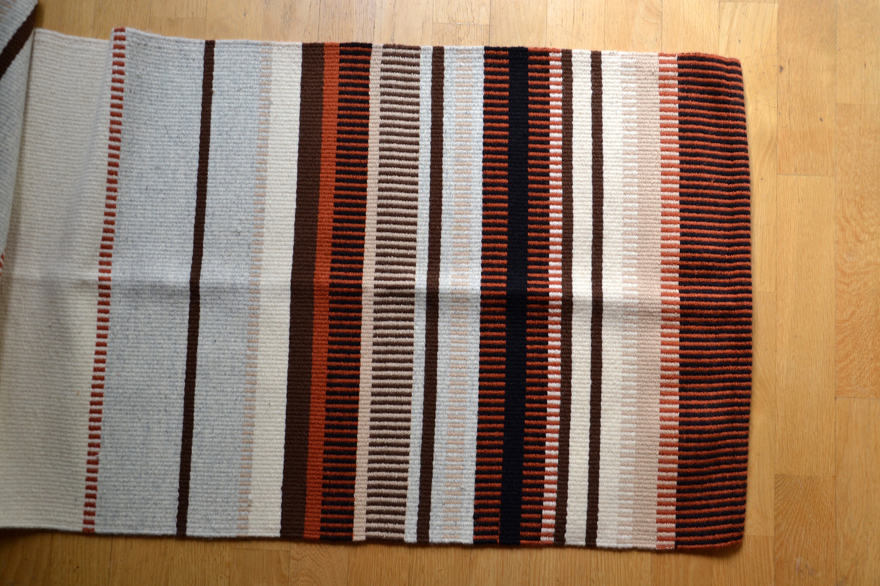 Mid Century Finnish Folk Art Weaving Raanu Wall Rug Bed Spread Chair ...