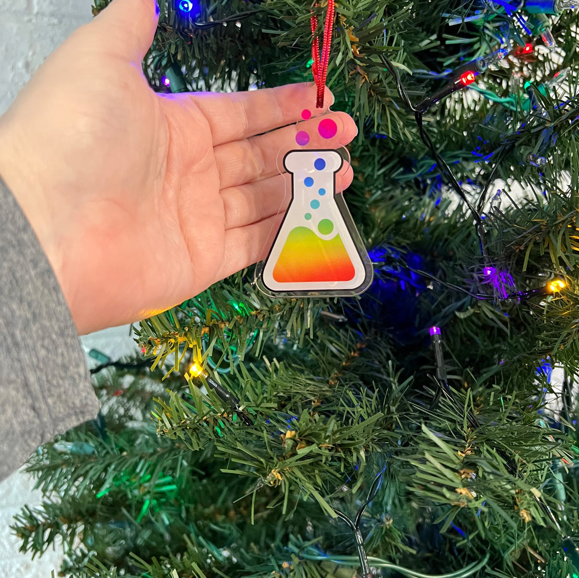 Rainbow Erlenmeyer Flask Christmas Tree Ornament Inclusive Science ...