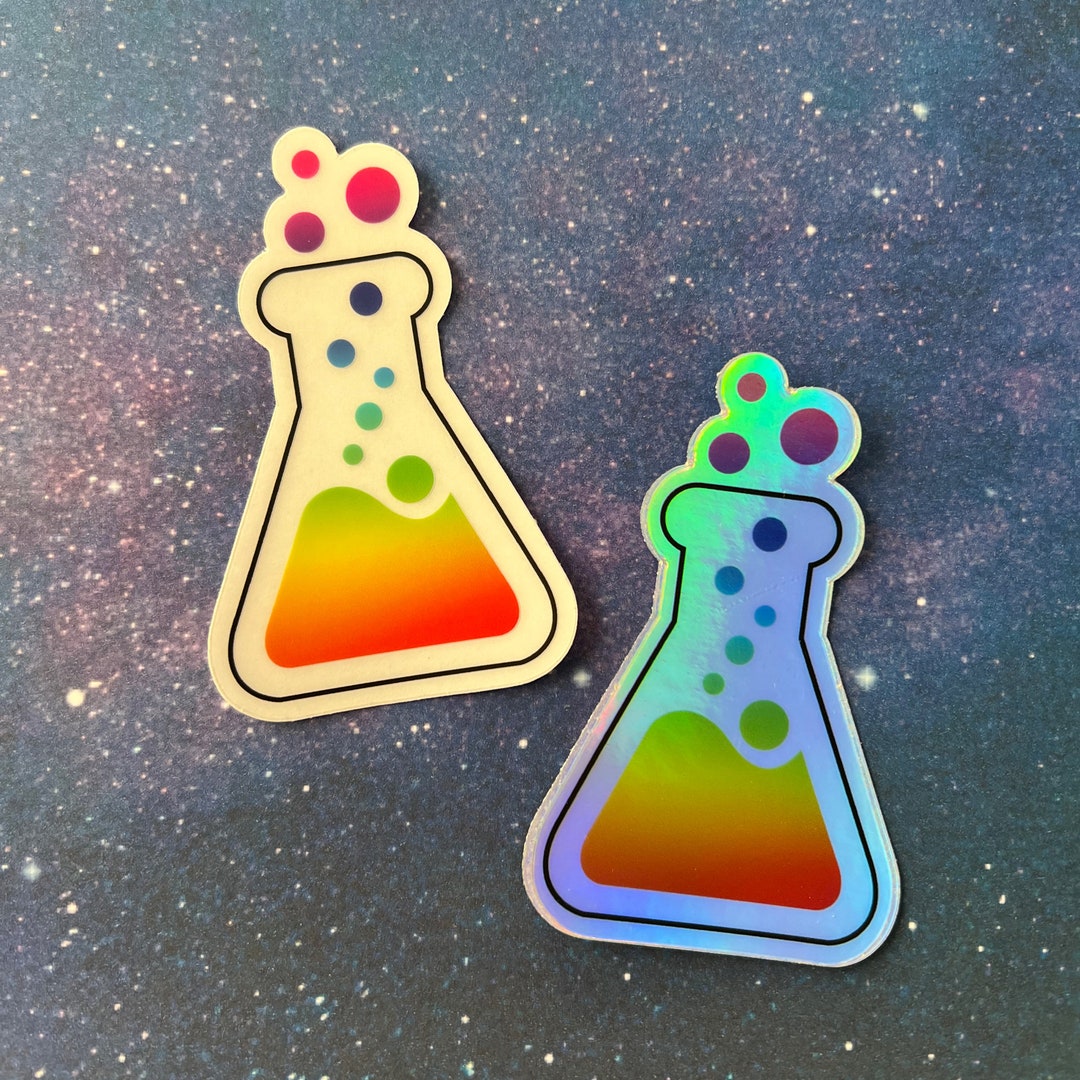 Rainbow Erlenmeyer Flask Vinyl Sticker- Inclusive Science Chemistry ...