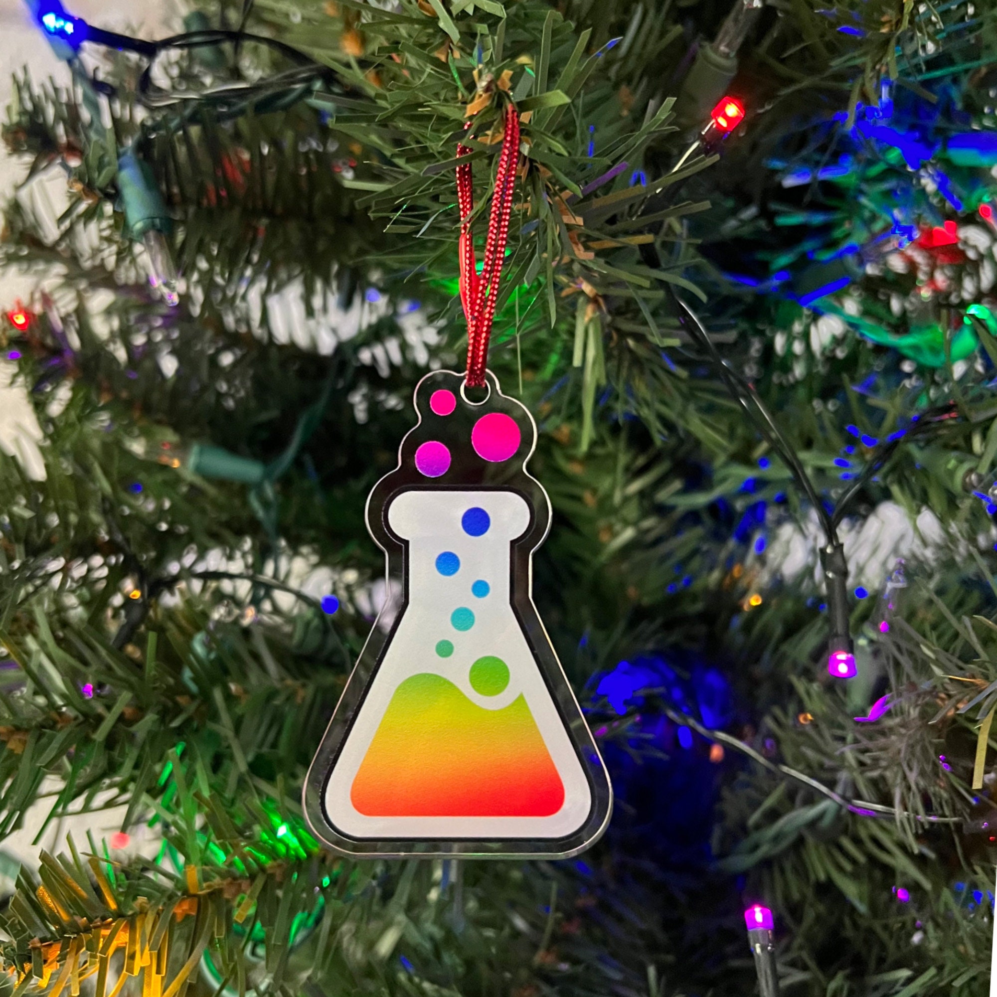 Rainbow Erlenmeyer Flask Christmas Tree Ornament Inclusive Science ...