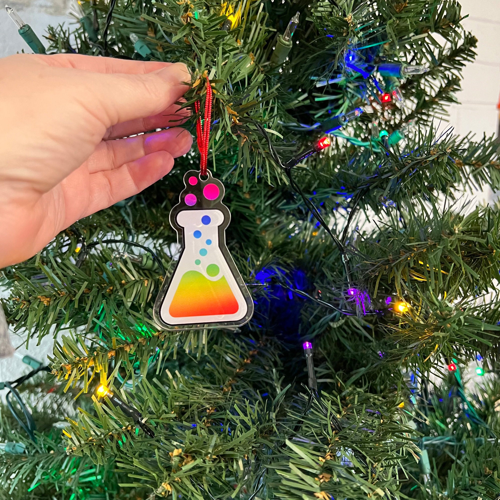 Rainbow Erlenmeyer Flask Christmas Tree Ornament Inclusive Science ...