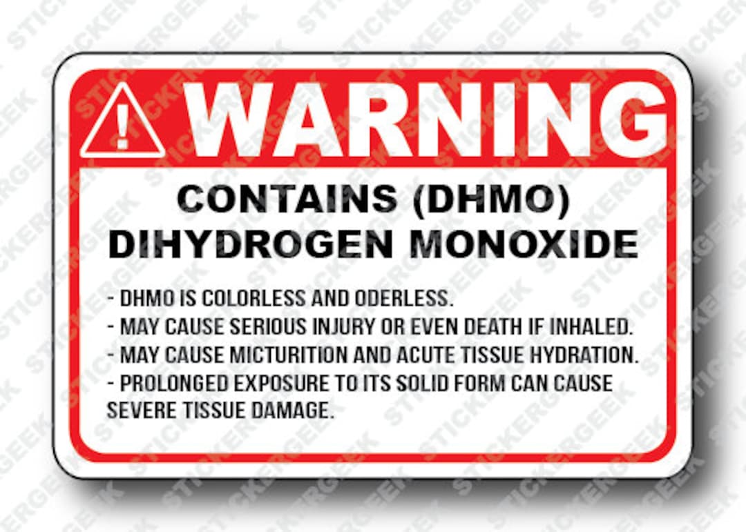 Warning DHMO Dihydrogen Mooxide H2O Water Bottle Tumbler Hydro - Etsy