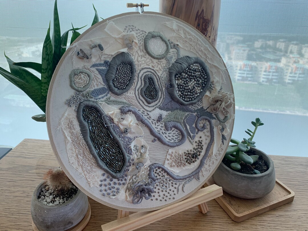 Embroidery Design, Variations of Silver Abstract Art Home Decor ...