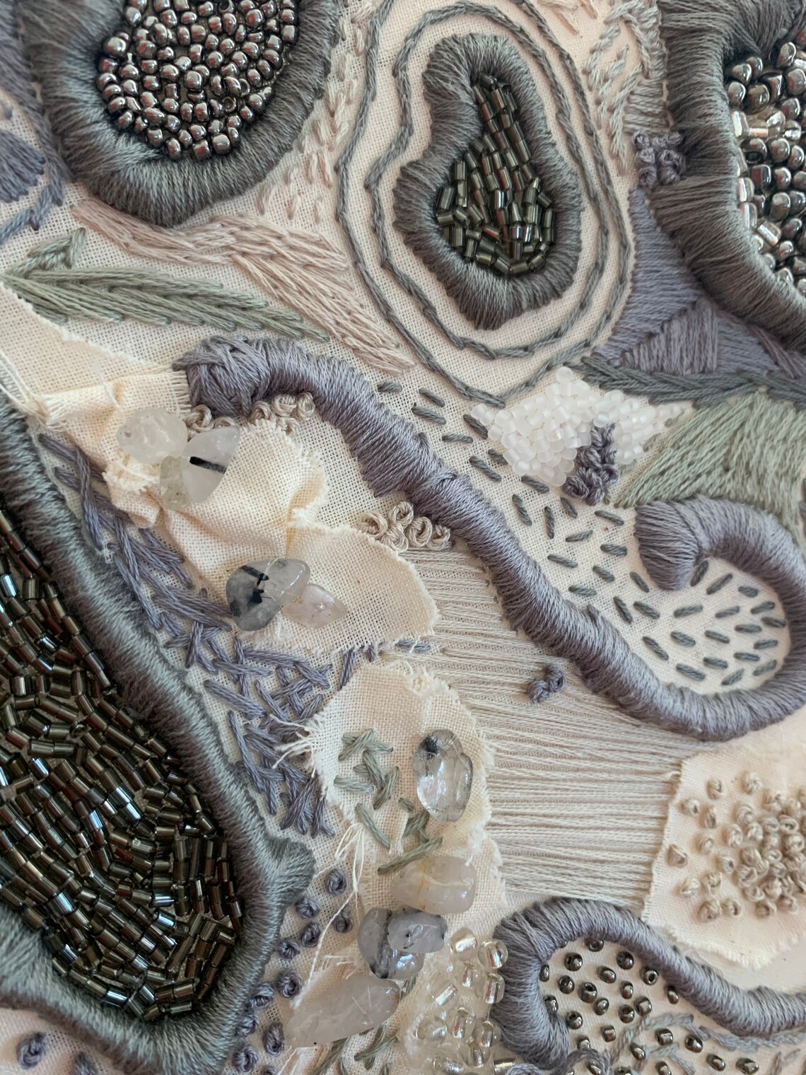 Embroidery Design, Variations of Silver Abstract Art Home Decor ...