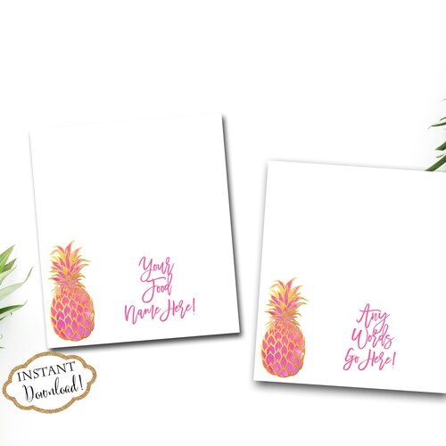 Flamingo Food Labels Instant Download Pineapple Tent Cards - Etsy Canada