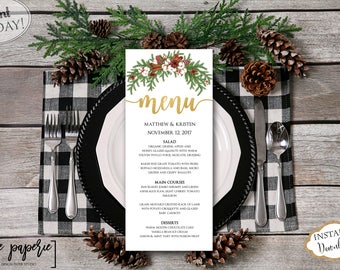 Christmas menu card | Etsy