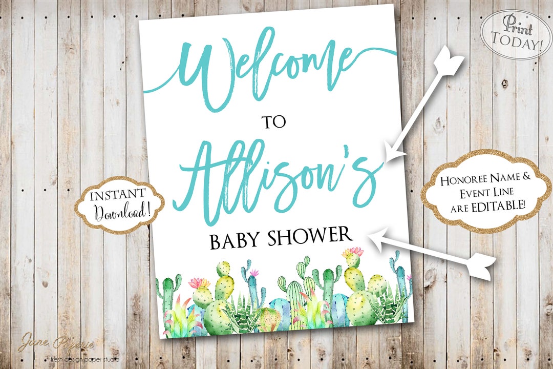 INSTANT DOWNLOAD Cactus Welcome Sign Printable Southwest Succulent ...