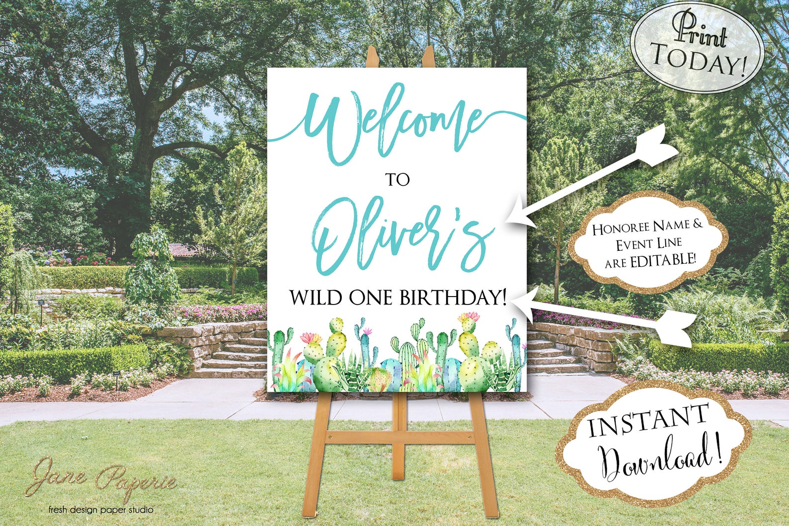 INSTANT DOWNLOAD Cactus Welcome Sign Printable Southwest | Etsy