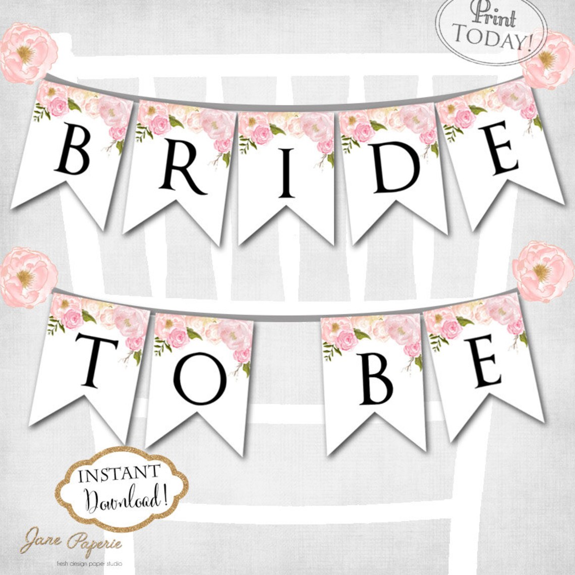 INSTANT DOWNLOAD Pink Floral Bride to Be Banner Bridal - Etsy