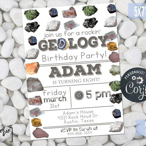 Geology Birthday Invitations Mining Invite Rock Hunt Mining - Etsy
