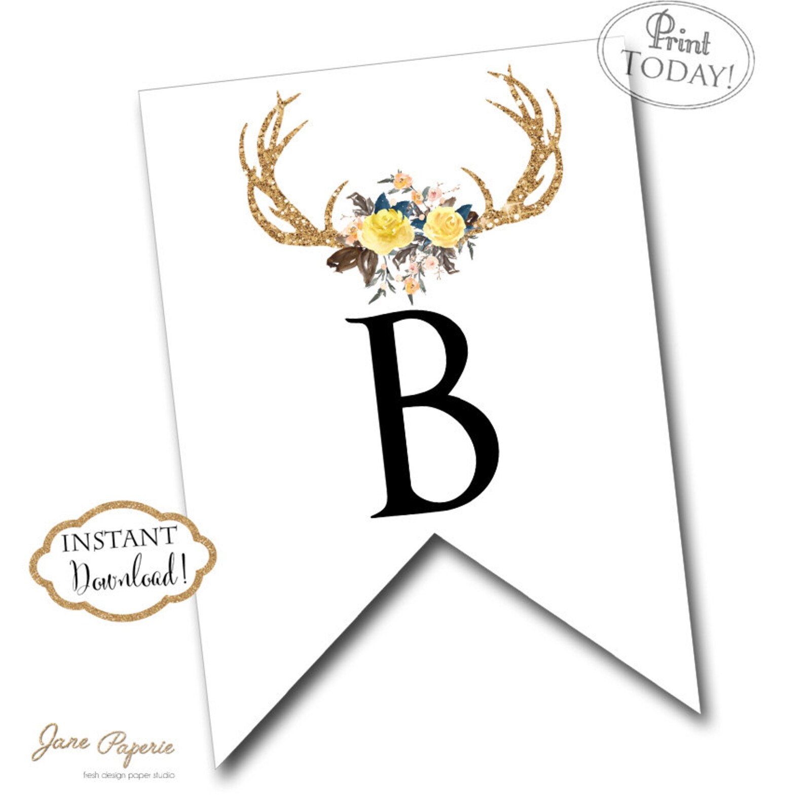 INSTANT DOWNLOAD Pink Floral Antler Boho Bride to Be Banner - Etsy