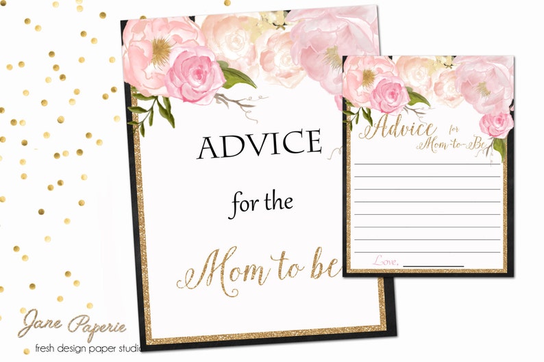 Instant Download Floral Advice For Mom To Be Cards Advice Etsy