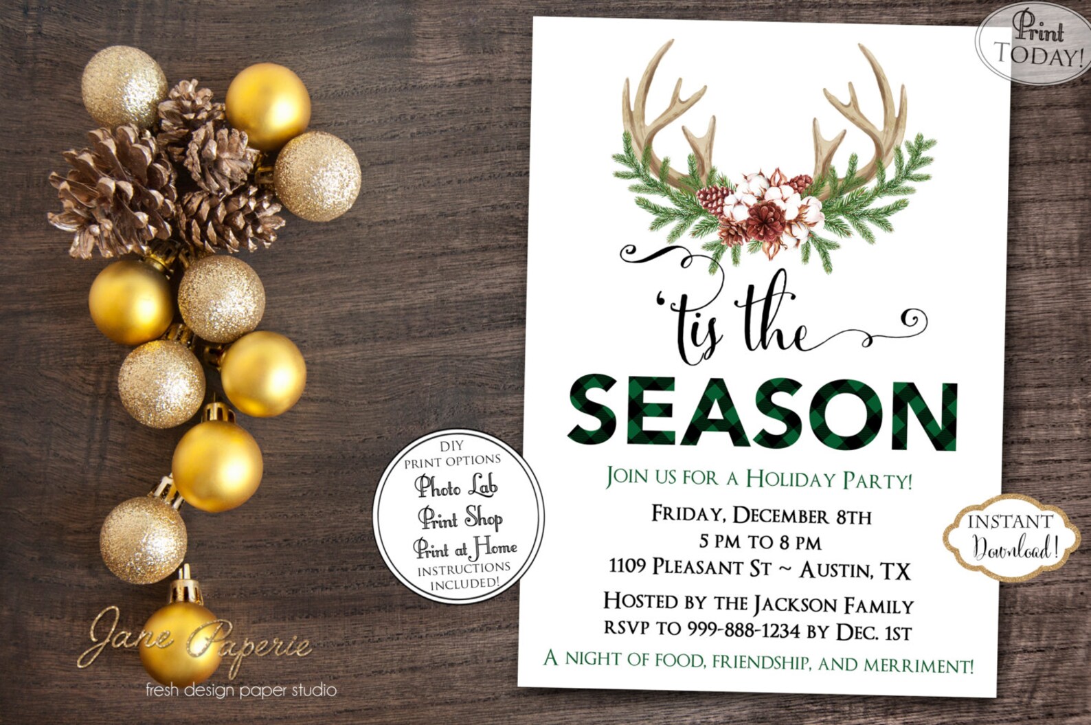 INSTANT DOWNLOAD Buffalo Plaid Christmas Party Invitation - Etsy