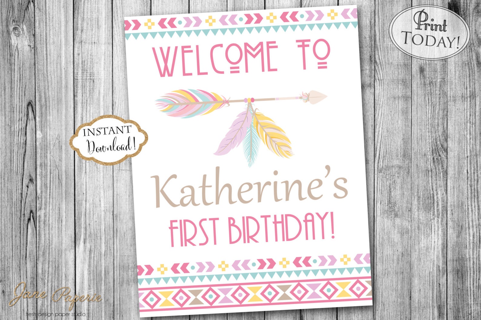 INSTANT DOWNLOAD Welcome Sign Pow Wow Tribal Aztec Boho - Etsy