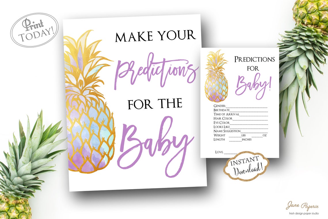 INSTANT DOWNLOAD Printable Predictions for Baby Sign Baby - Etsy