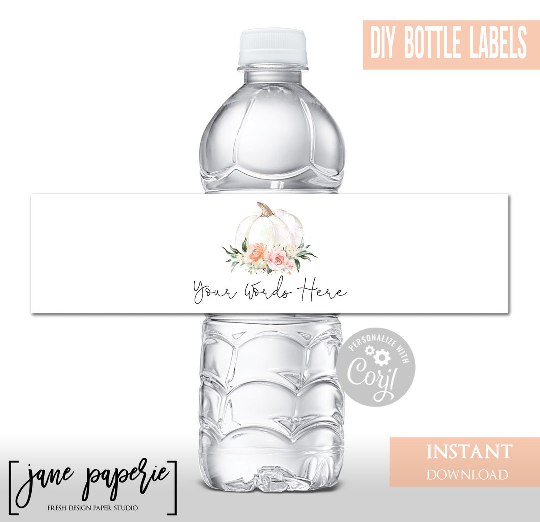 Corjl Fall Pumpkin Water Bottle Labels Bridal Baby Shower Water Bottle ...