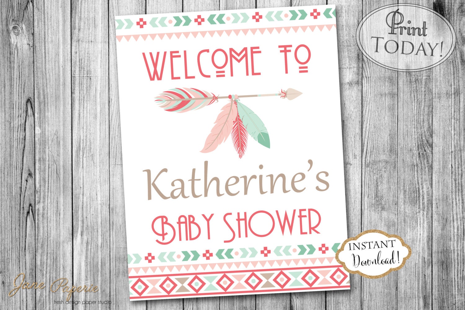 INSTANT DOWNLOAD Tribal Aztec Boho Baby Shower Welcome Sign - Etsy