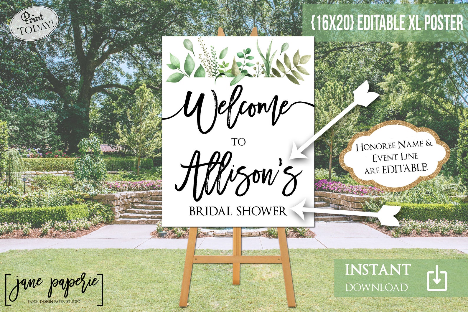 INSTANT DOWNLOAD Greenery Welcome Sign Printable Green | Etsy