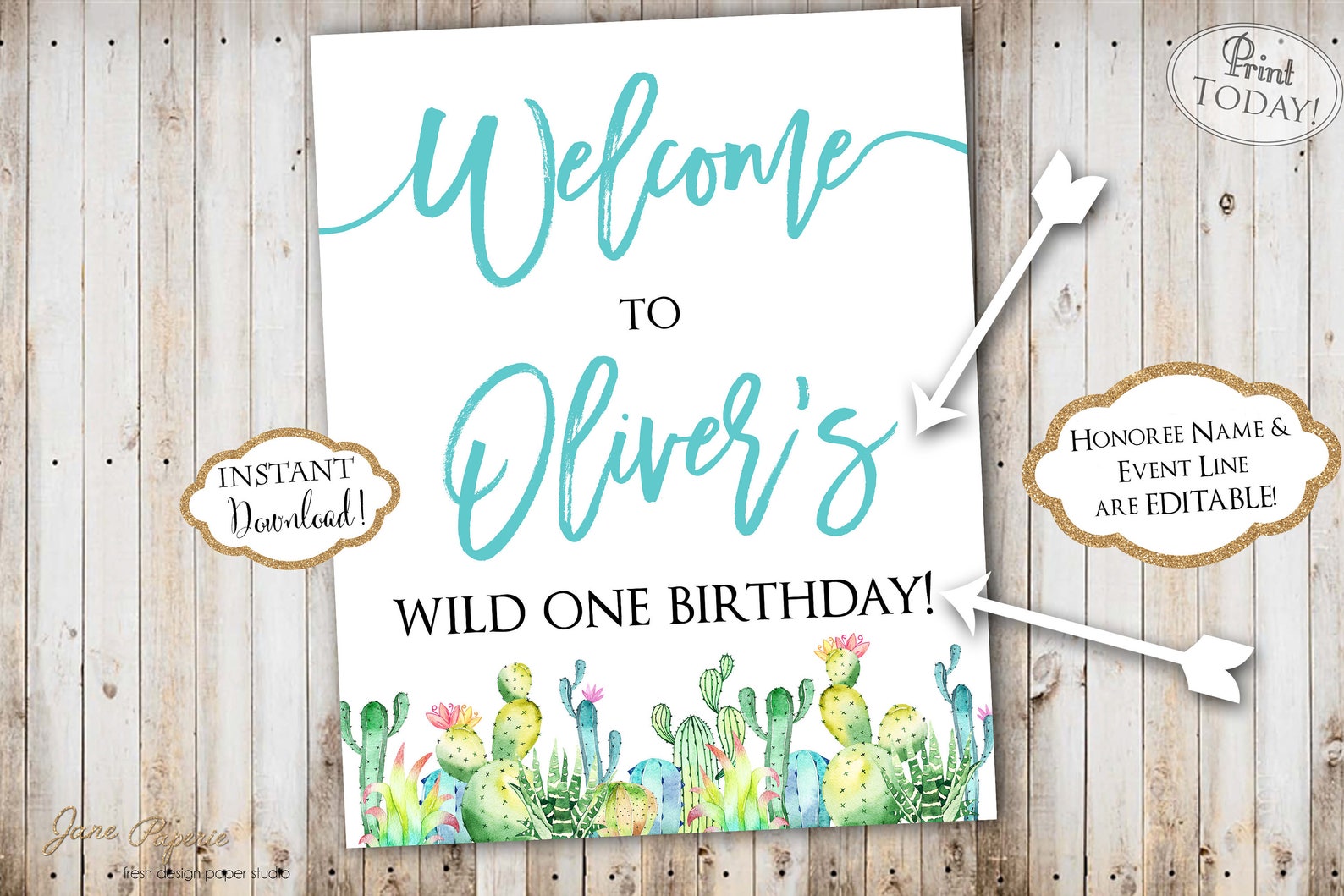 INSTANT DOWNLOAD Cactus Welcome Sign Printable Southwest | Etsy