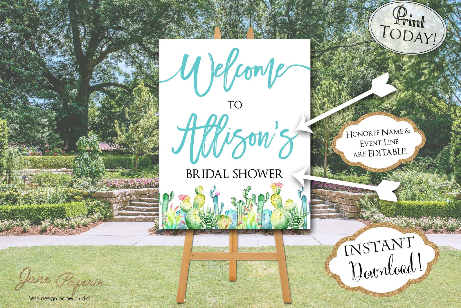 INSTANT DOWNLOAD Cactus Welcome Sign Printable Southwest | Etsy