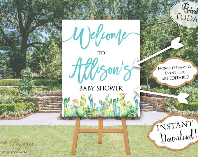 INSTANT DOWNLOAD Cactus Welcome Sign Printable Southwest Succulent ...