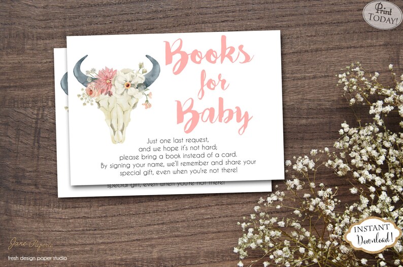 INSTANT DOWNLOAD Cow Skull Books for Baby Boho Bring a - Etsy