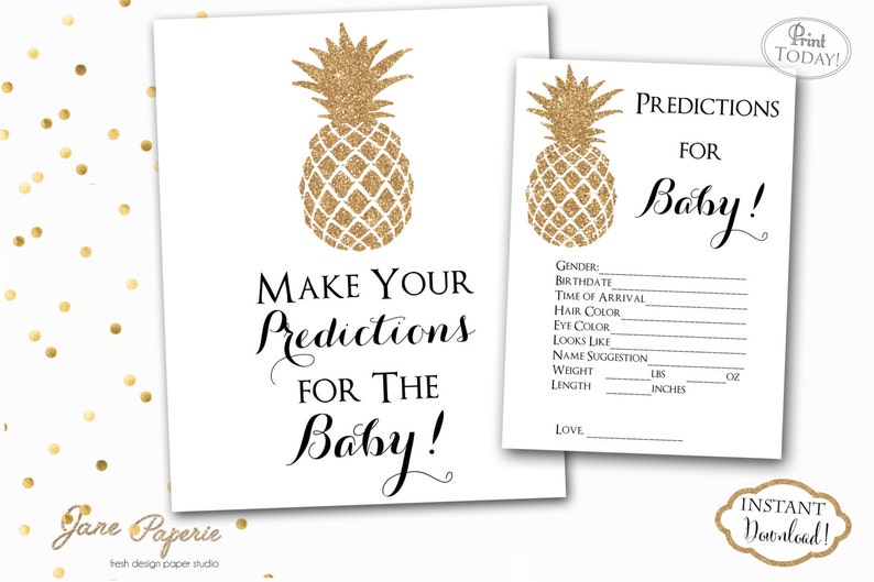 INSTANT DOWNLOAD Printable Predictions for Baby Sign Baby - Etsy