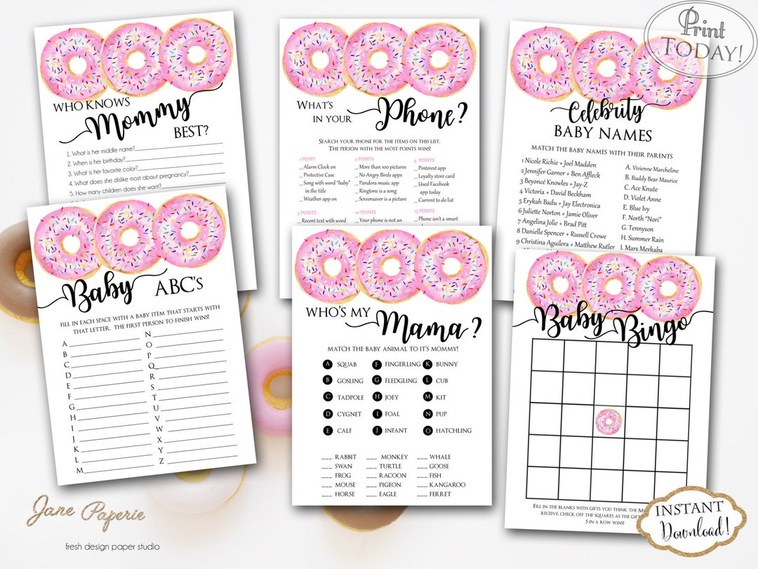 INSTANT DOWNLOAD Pink Donut BABY Games Package Printable - Etsy