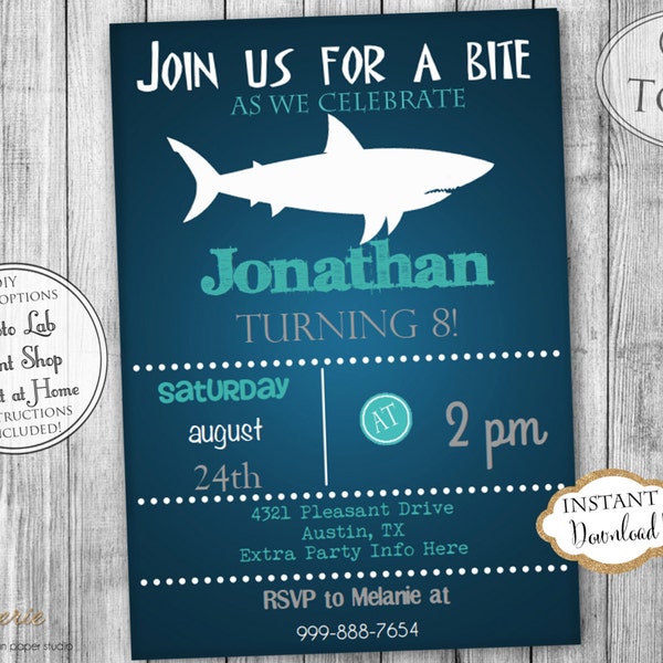 Shark Bite Invite - Etsy