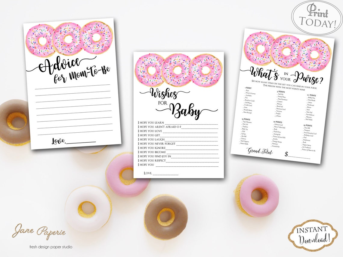 INSTANT DOWNLOAD Pink Donut BABY Games Package Printable | Etsy