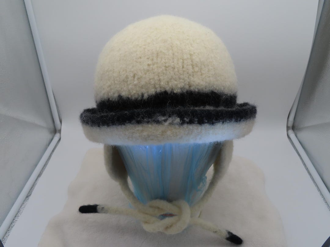 Hat Wool Felted BUSTOPHER With Rolled Brim Ear Flaps & Ties 23" Aran ...
