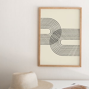 Mid century modern print Boho printable Curved lines | Etsy