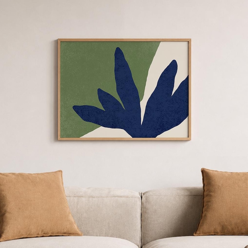 Botanical Print, Navy Blue Green Textured Landscape (unframed) - Etsy