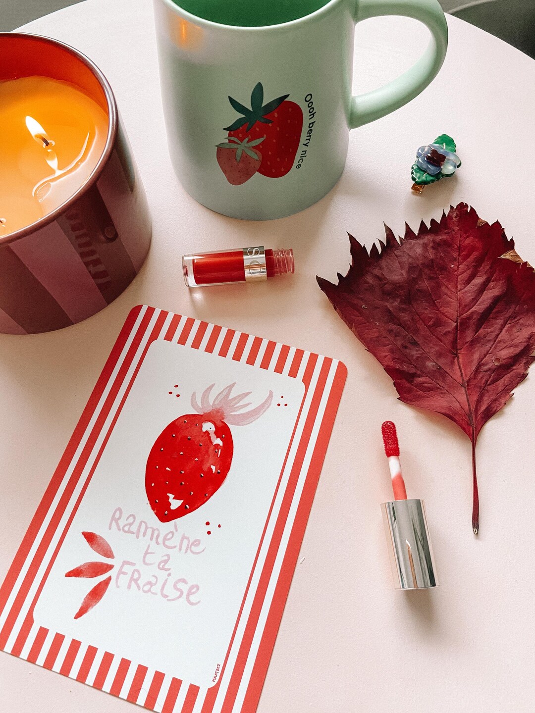 Watercolor Post Card "ramène Ta Fraise" - Etsy