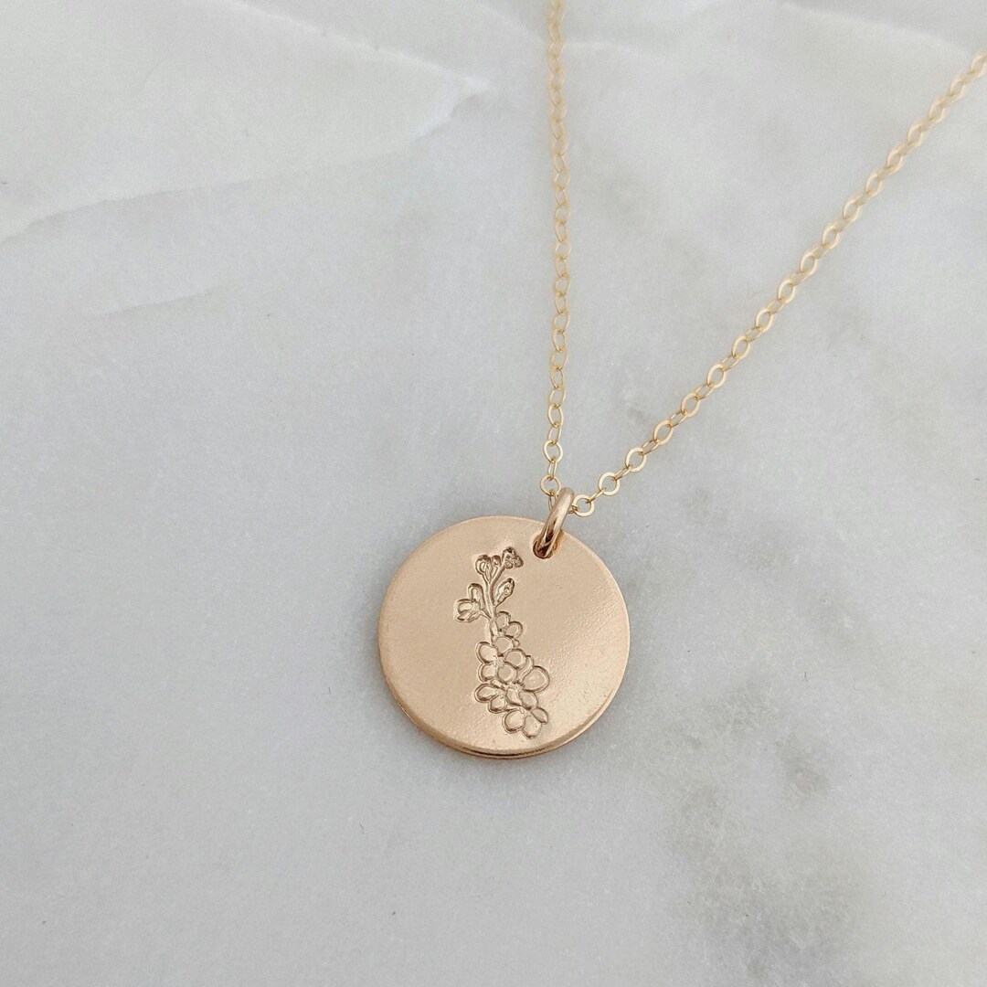 July Birth Flower Necklace, Larkspur Necklace, July Birthday Gift ...
