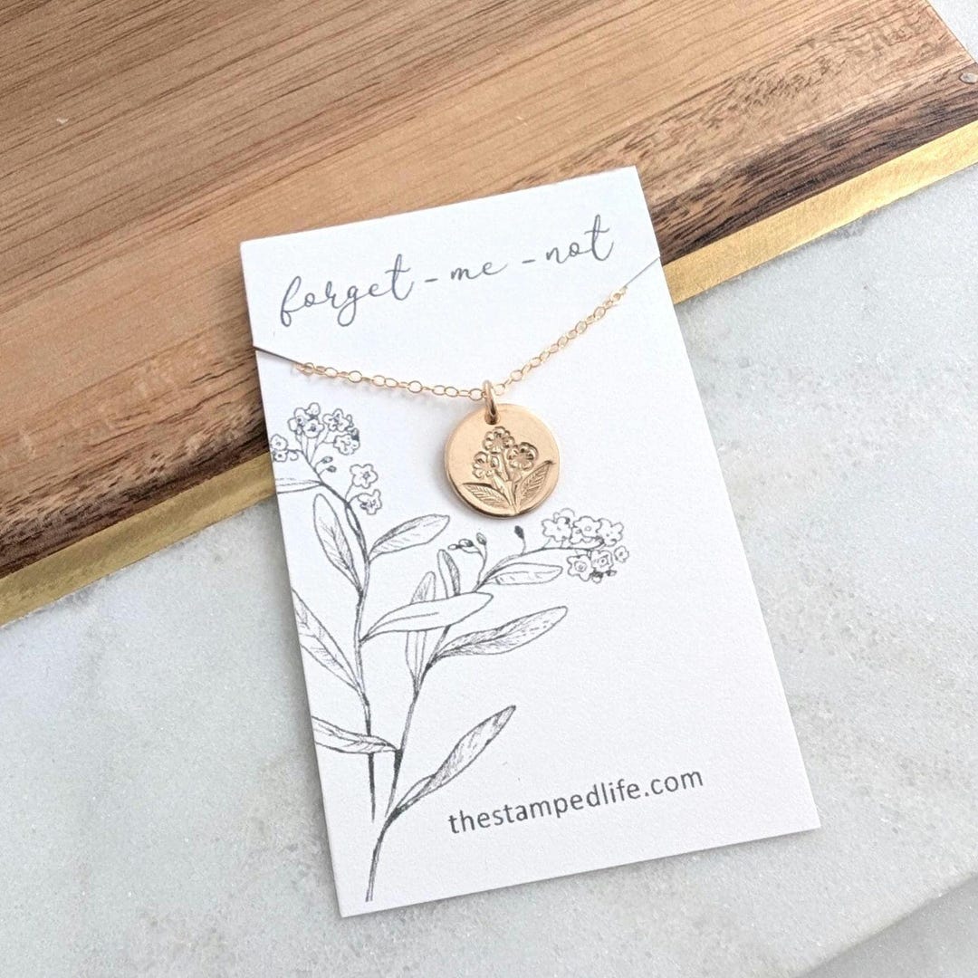 Forget-me-not Flower Necklace, Memorial Necklace, Sterling Silver or ...